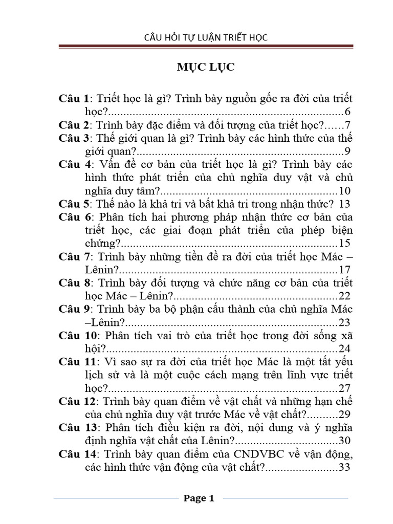 Sach Triet Hoc Cau Hoi Tu Luan | PDF