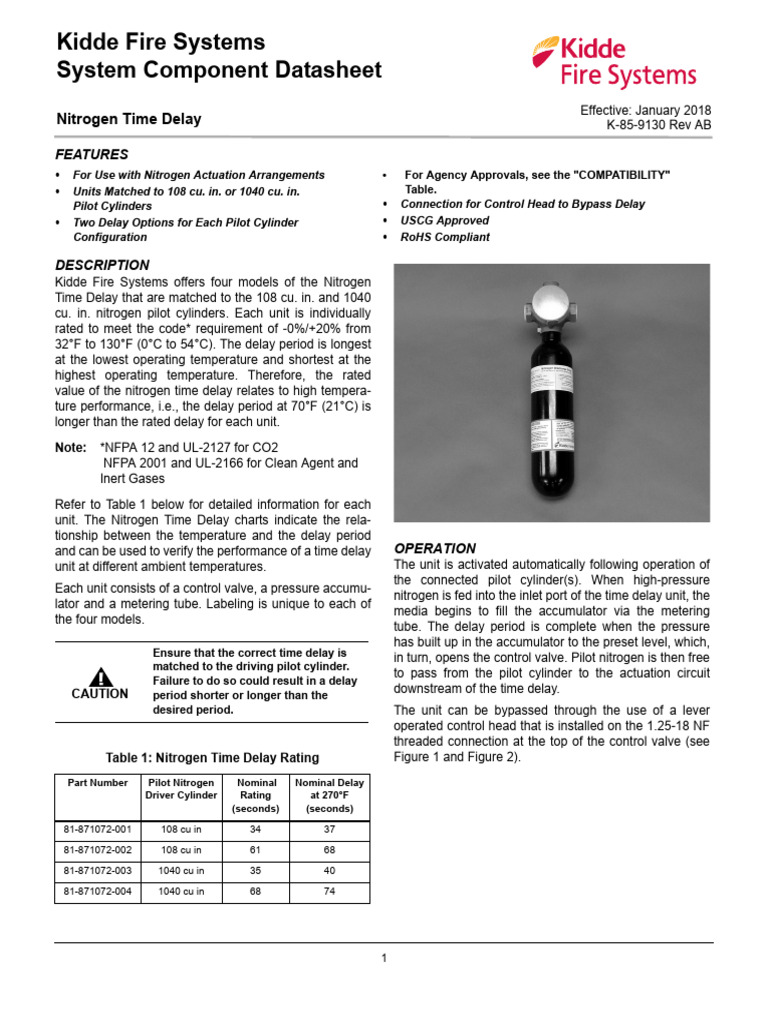 Kidde_Nitrogen_Time_Delay_K-85-9130_AB | PDF | Valve | Pipe (Fluid ...