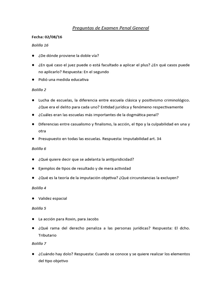 Preguntas de Examen Penal General | PDF