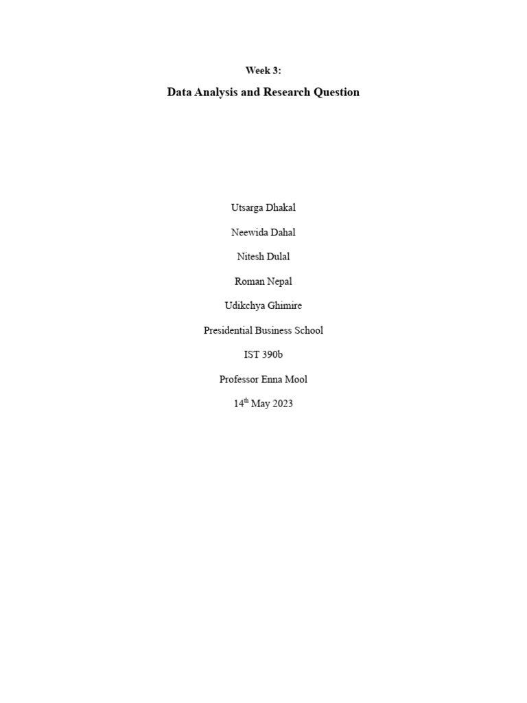 Data Analysis and Research Question - 1 | PDF | Self-Improvement | Wellness