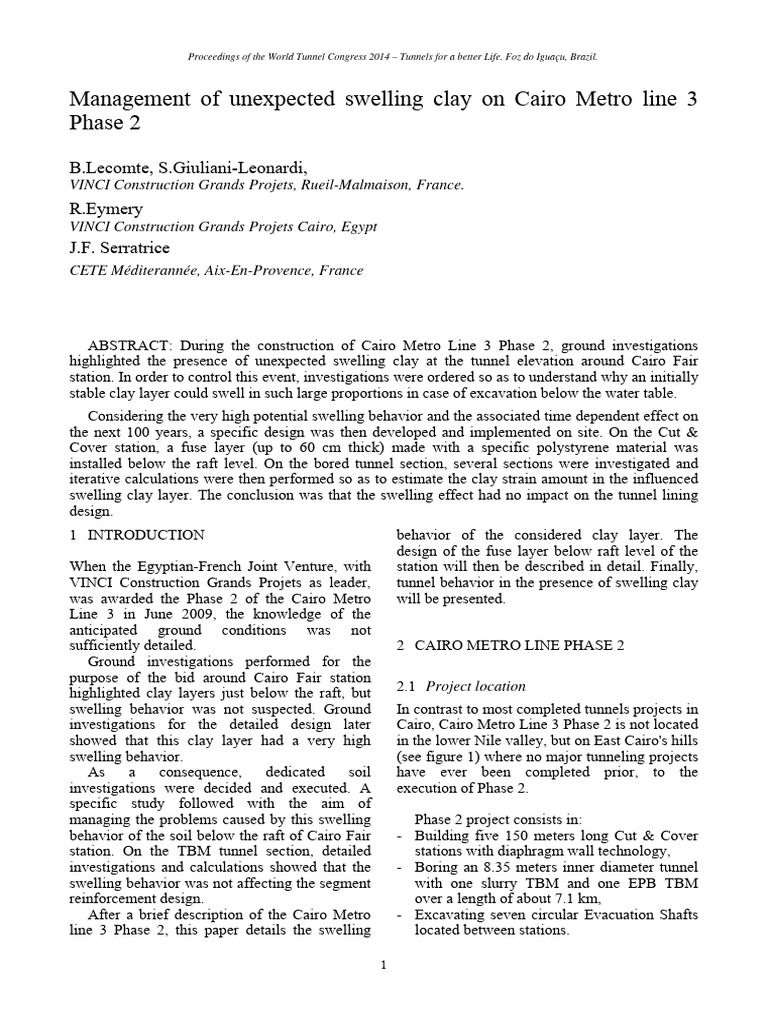 2014_Lecomte_swelling_clay_metro | PDF | Stress (Mechanics) | Applied ...