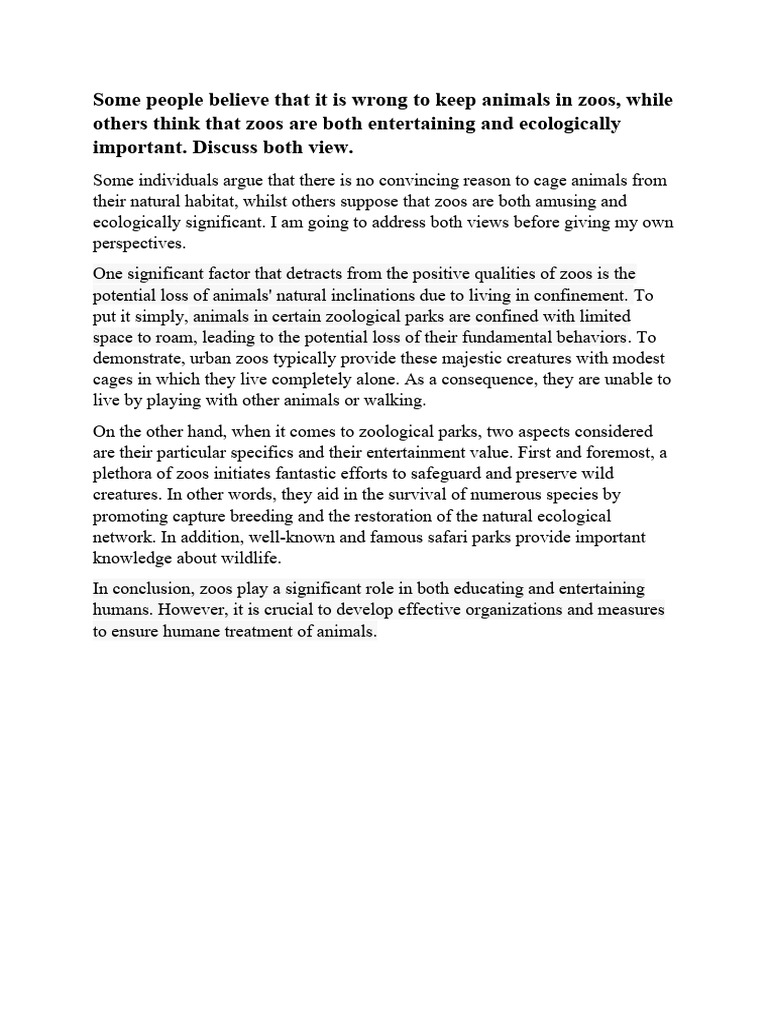 Zoos: Ethical Debate and Ecological Role | PDF