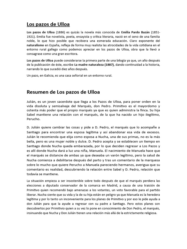 Exercici Los Pazos de Ulloa | PDF | Clásicos