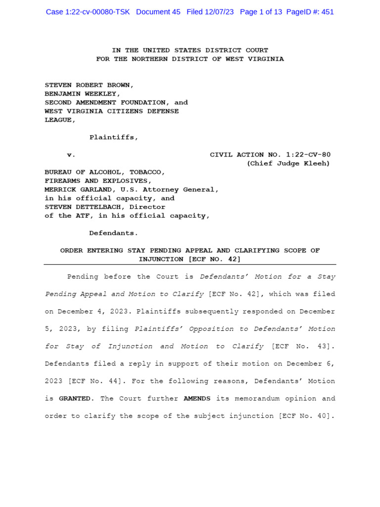 Gov Uscourts WVND 54471 45 0 | PDF | Injunction | Lawsuit