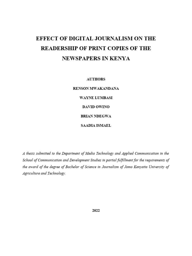 Effect of Digital Media On Print Copies | PDF | Newspapers | Mass Media