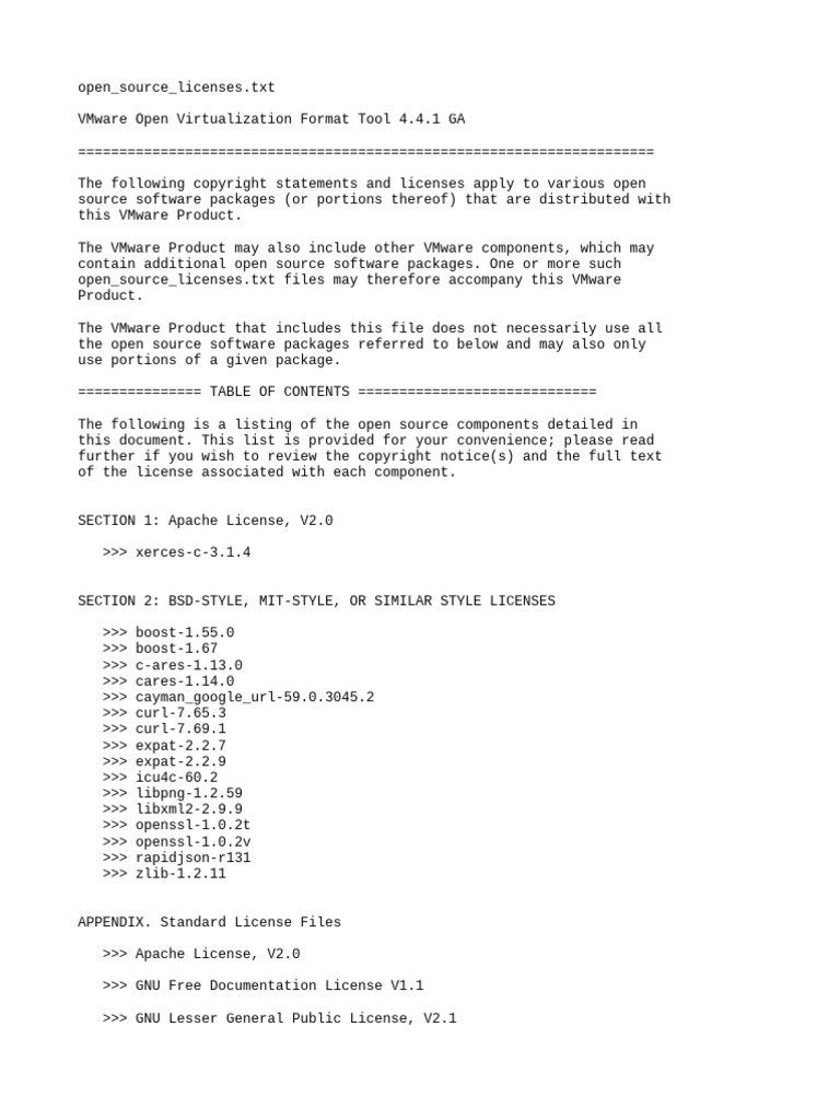 Ovftool Open Source Licenses | PDF | Copyright | Disclaimer