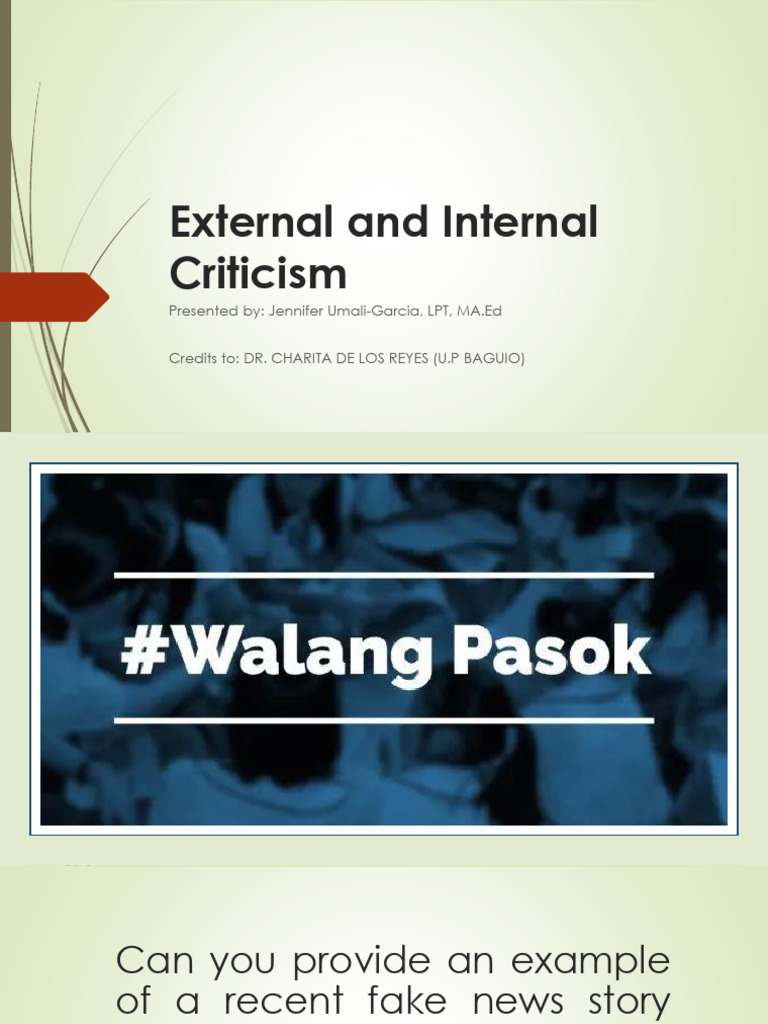 External and Internal Criticism (Autosaved) | PDF External and Internal Criticism (Autosaved) | PDF