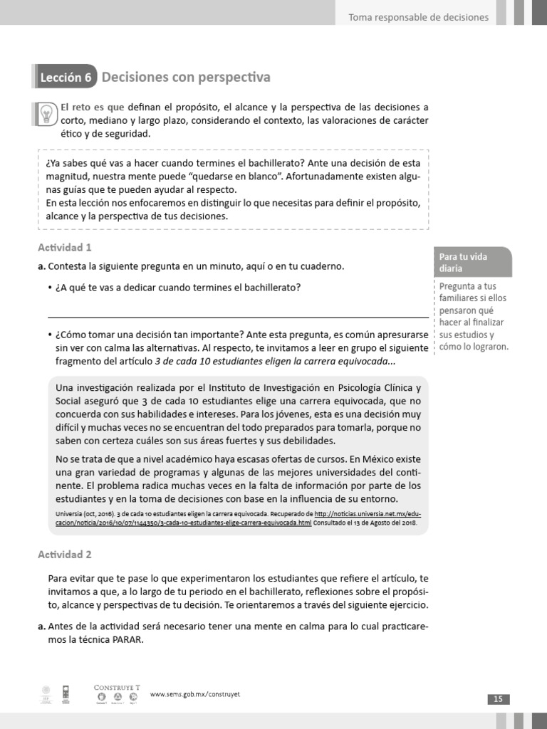 Leccion 6 CONSTRUYET | PDF | Cerebro | Cognición