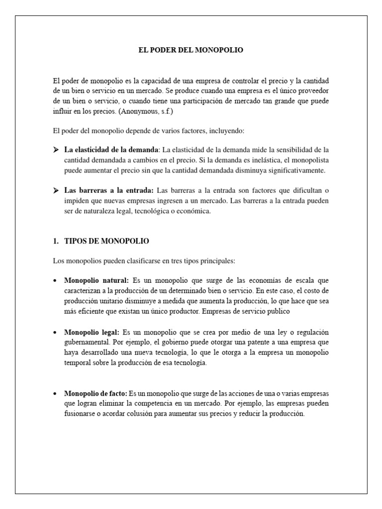 EL PODER DEL MONOPOLIO- | PDF