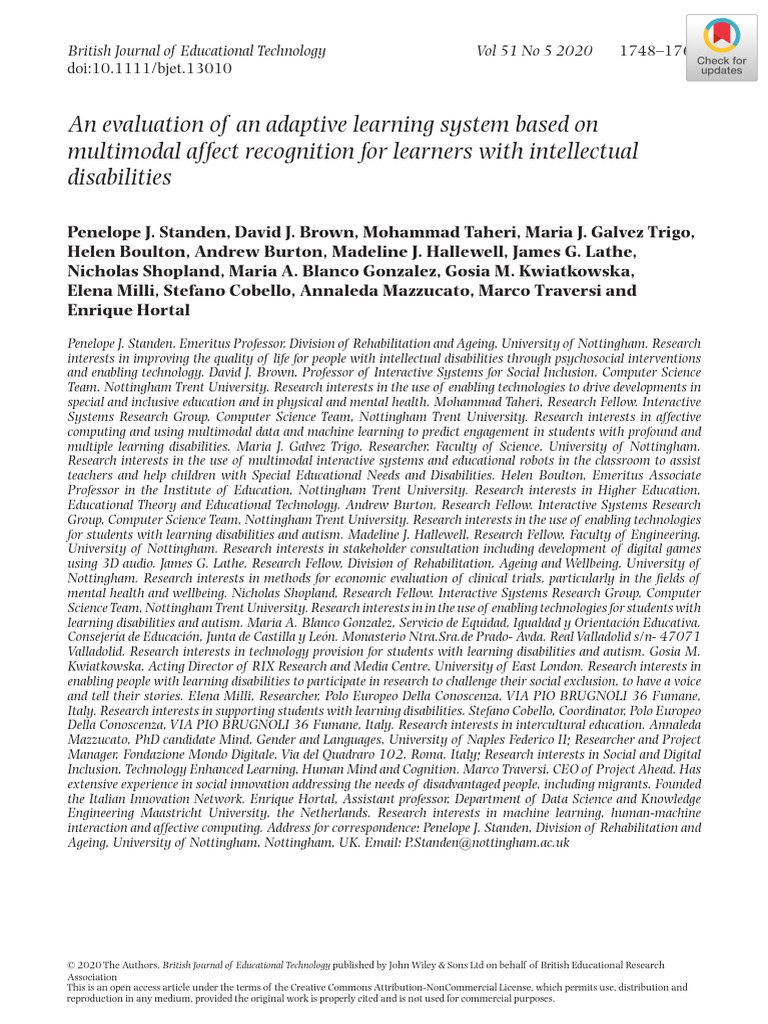 An Evaluation of An Adaptive Learning System Based Standen 2020 | PDF | Learning | Intellectual ...