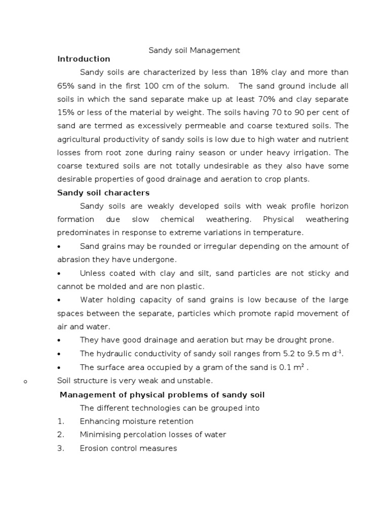 Sandy Soil Management | PDF | Soil | Fertilizer