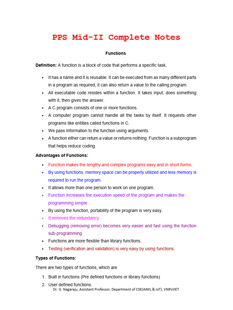 C Functions: Types and Advantages | PDF