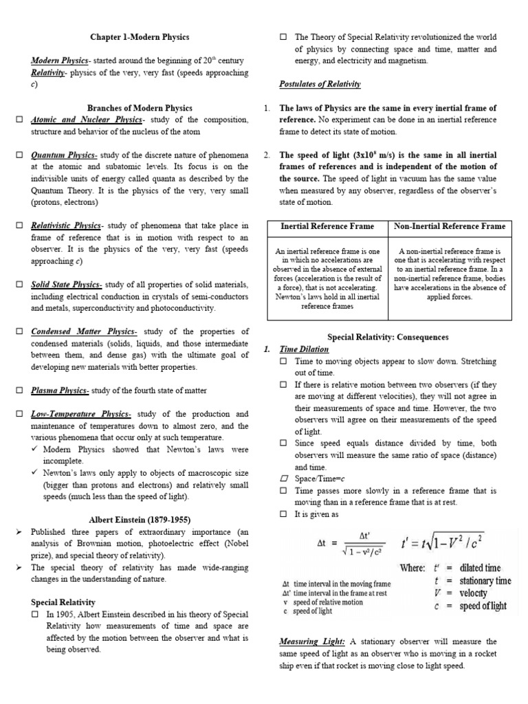 Chapter 1-Modern Physics | PDF