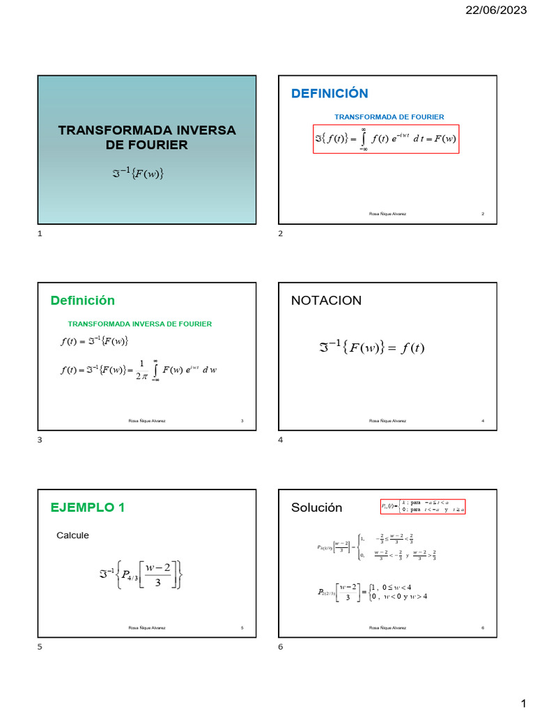 Transformada Inversa de Fourier Explicada | PDF | Transformada de ...