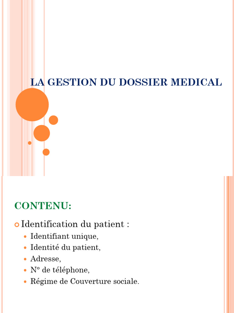 La Gestion Du Dossier Medical | PDF