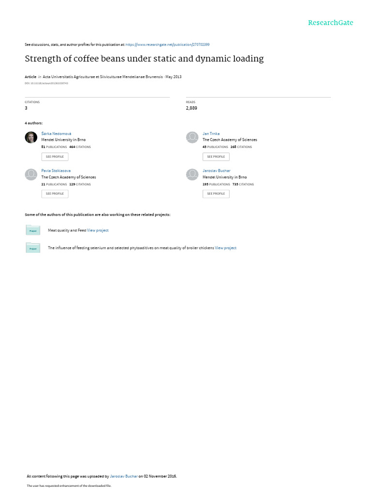 Strength of Coffee Beans Under Static and Dynamic | PDF | Strength Of ...