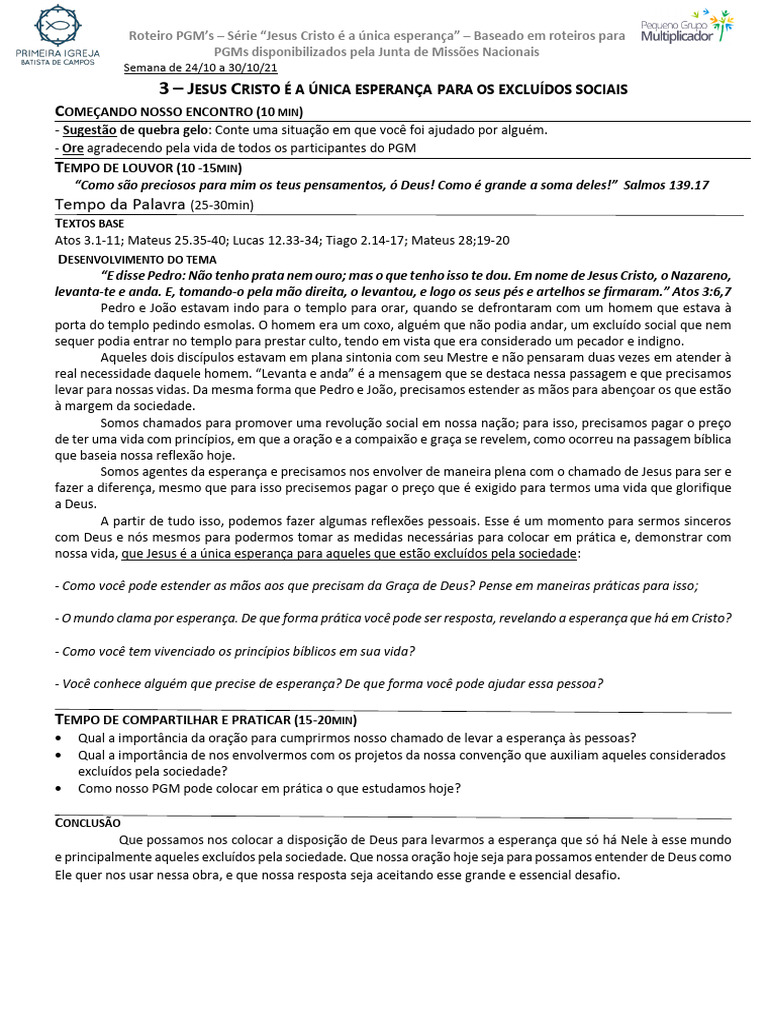 3 - Jesus Cristo É A Única Esperança para Os Excluídos Sociais | PDF ... 3 - Jesus Cristo É A Única Esperança para Os Excluídos Sociais | PDF ...