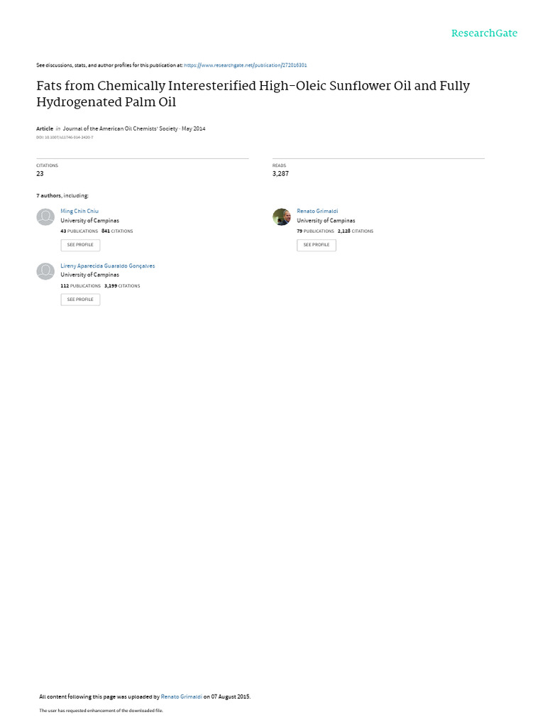Fats From Chemically Interesterified High-Oleic Sun Ower Oil and Fully ...