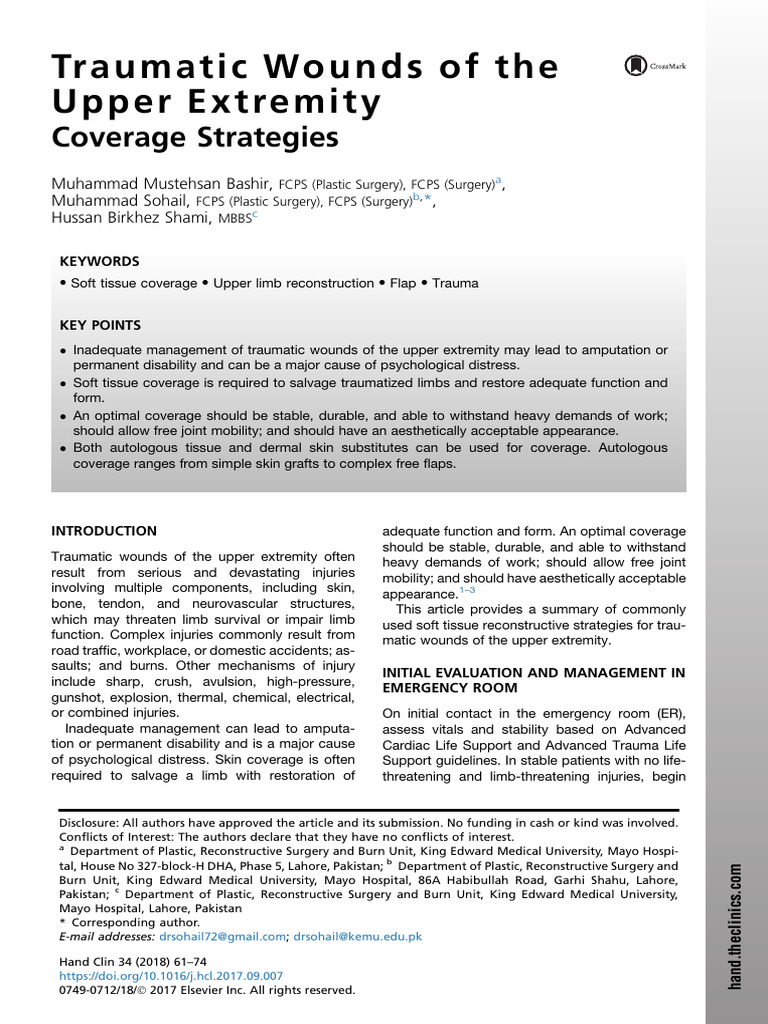 Traumatic Wounds of the Upper extermity coverage strategies | PDF ...