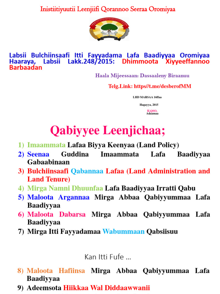 Labsii Lafa Baadiyyaa Haaraya (Lakk.248), Desalegn B. | PDF