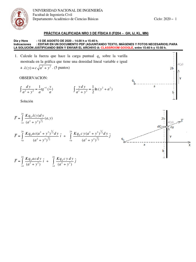 Sol Pc3 Física 2 2020-1 | PDF
