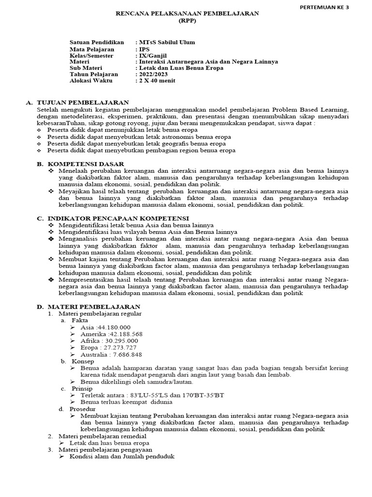 Pertemuan 3 RPP | PDF