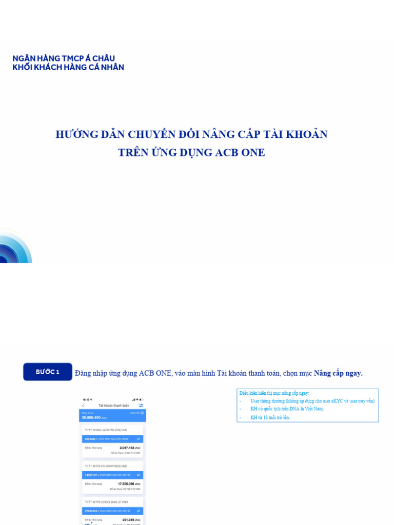 Huong Dan Quy Trinh Chuyen Doi Nang Cap Tai Khoan | PDF