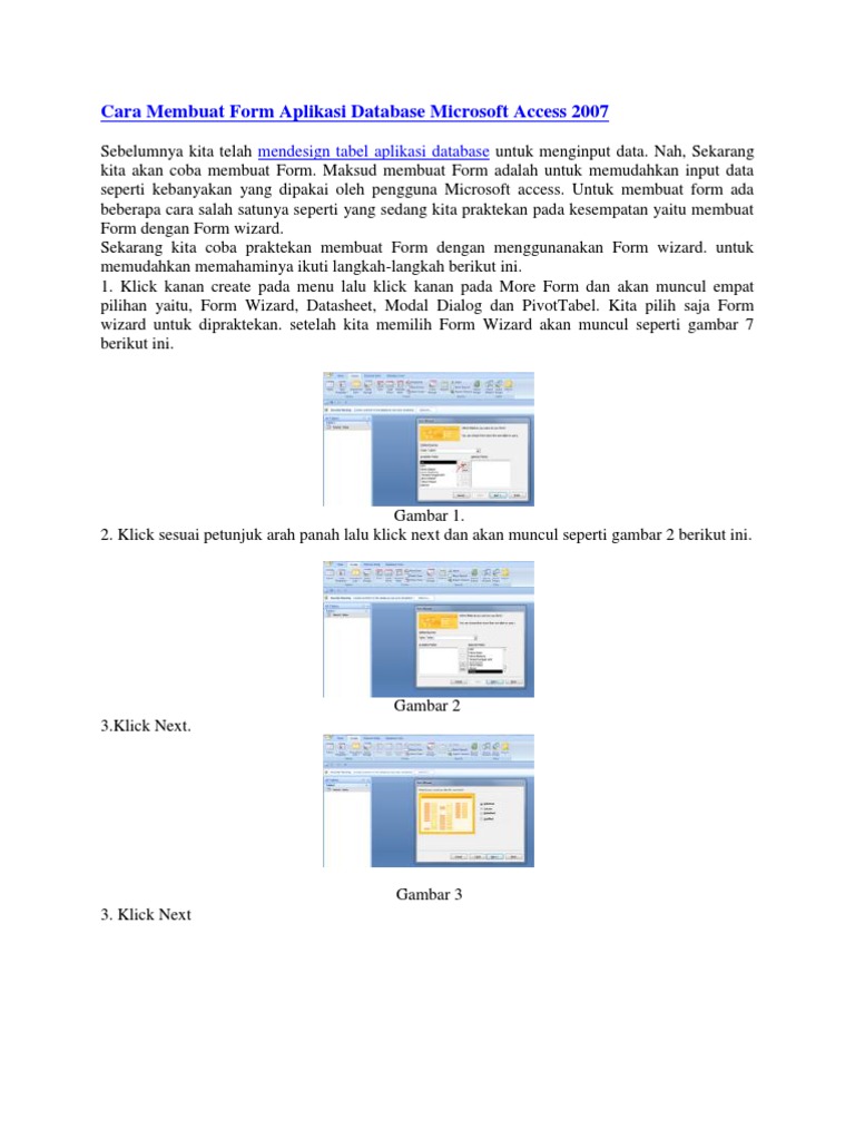 Cara Membuat Form Aplikasi Database Microsoft Access 2007 | PDF