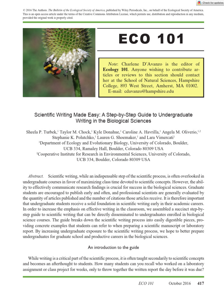 Bulletin Ecologic Soc America - 2016 - Turbek - Scientific Writing Made ...