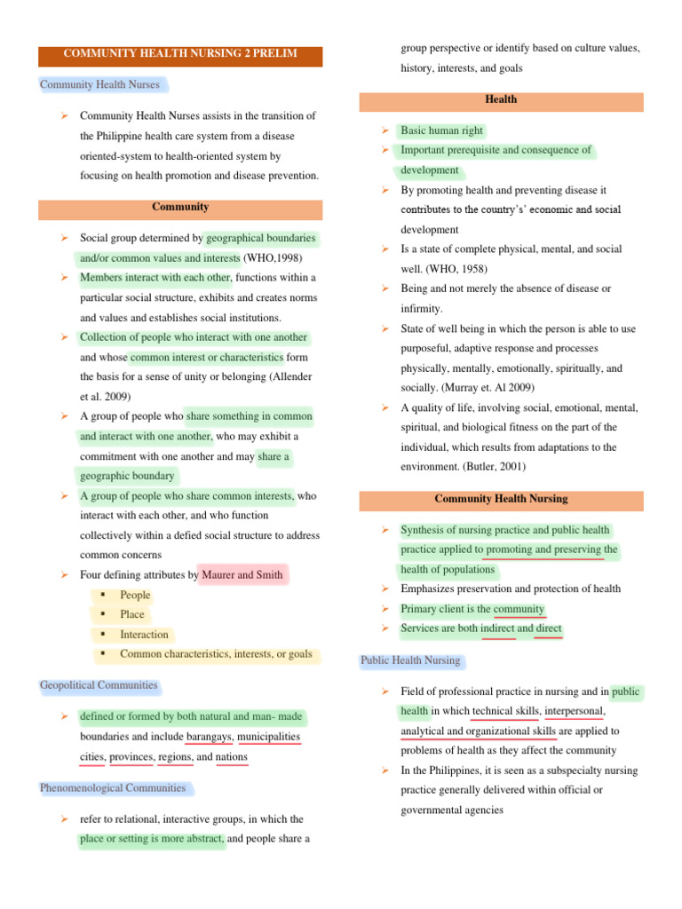 CHN2 Prelims | PDF | Behavior | Nursing