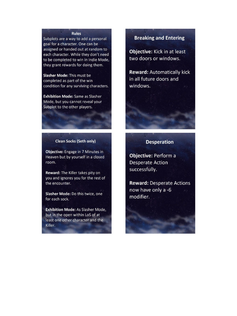 Subplots Cards | PDF