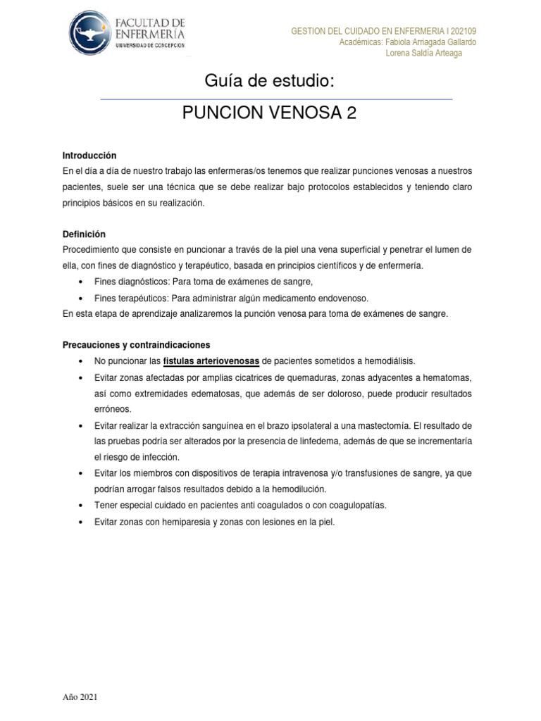 Guia Punción Venosa 2 | PDF | Dolor | Terapia intravenosa