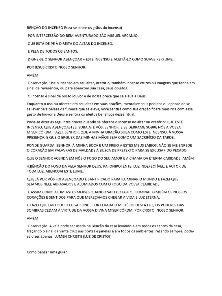 Bênção do Incenso e Velas Sagradas | PDF | Estudos de Línguas ...