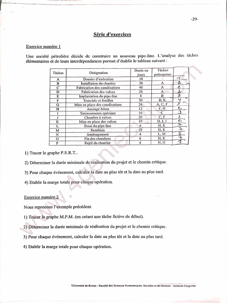 Planification Serie D,'exercice | PDF