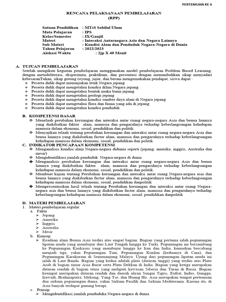 Pertemuan 6 RPP | PDF