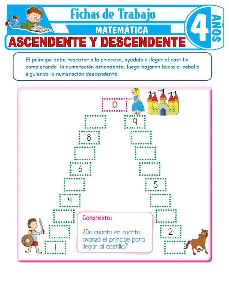Fichas de Números Ascendentes y Descendentes | PDF