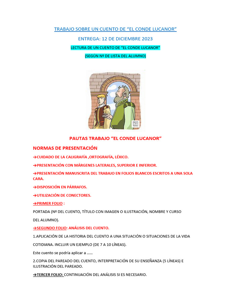 Trabajo Sobre Cuento El Conde Lucanor | PDF