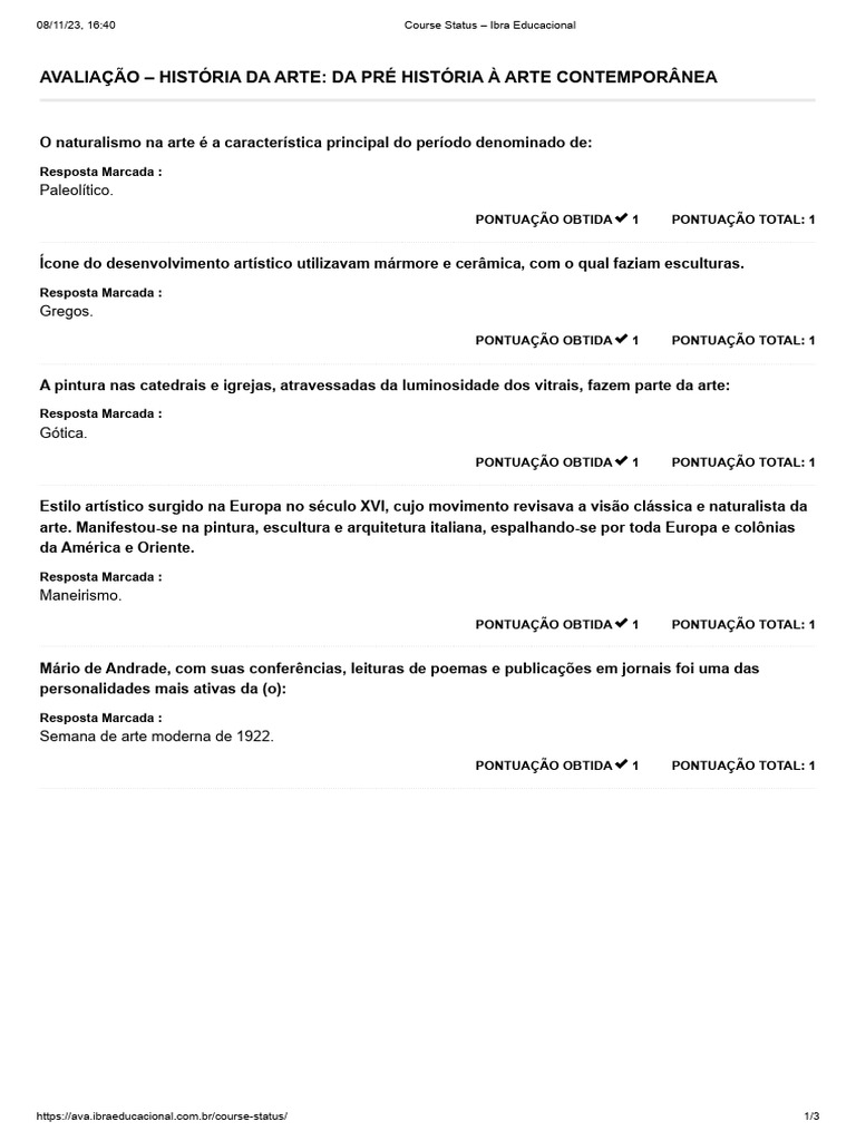 Prova de Historia Da Arte | PDF | Estética | Brasil Prova de Historia Da Arte | PDF | Estética | Brasil