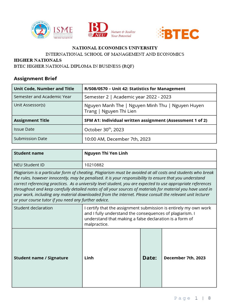 (SFM - S1-2324) A1 - Assignment Brief | PDF