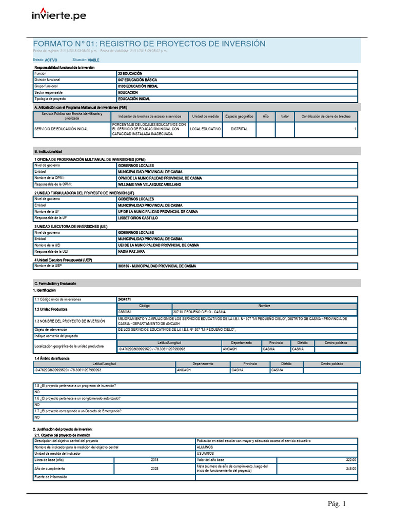 Formato Viable 20211230 234228 774 | PDF | Infraestructura | Economias