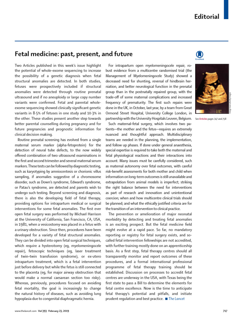 Fetal Medicine Past, Present, and Future - Lancet | PDF | Fetus | Human ...