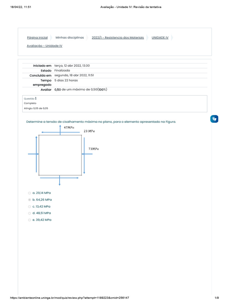 U Avaliação Unidade 4 | PDF