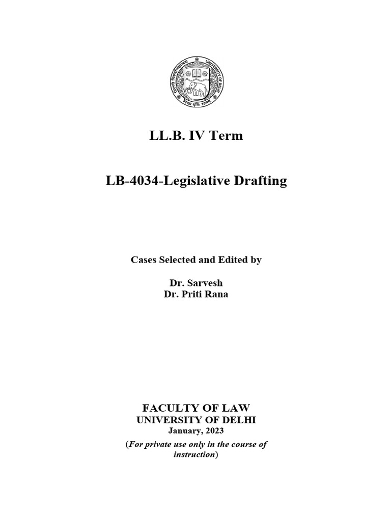 Iv Term - Legislative Drafting - LB-4034 - 2023 | PDF