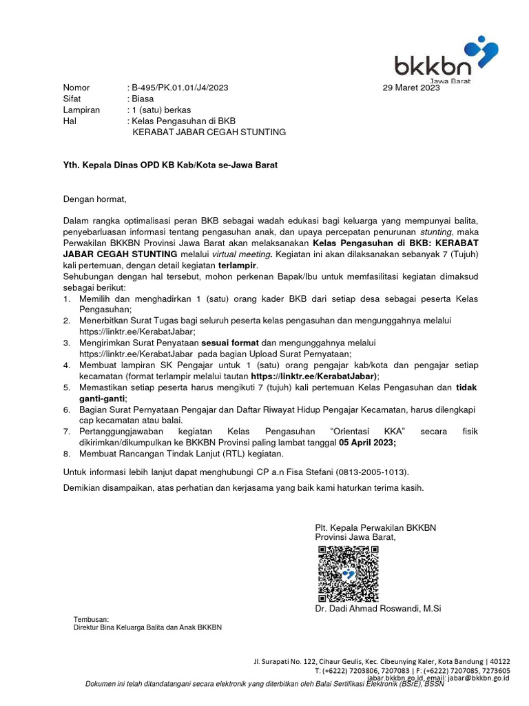 Surat Pengasuhan BKB Kerabat Jabar | PDF