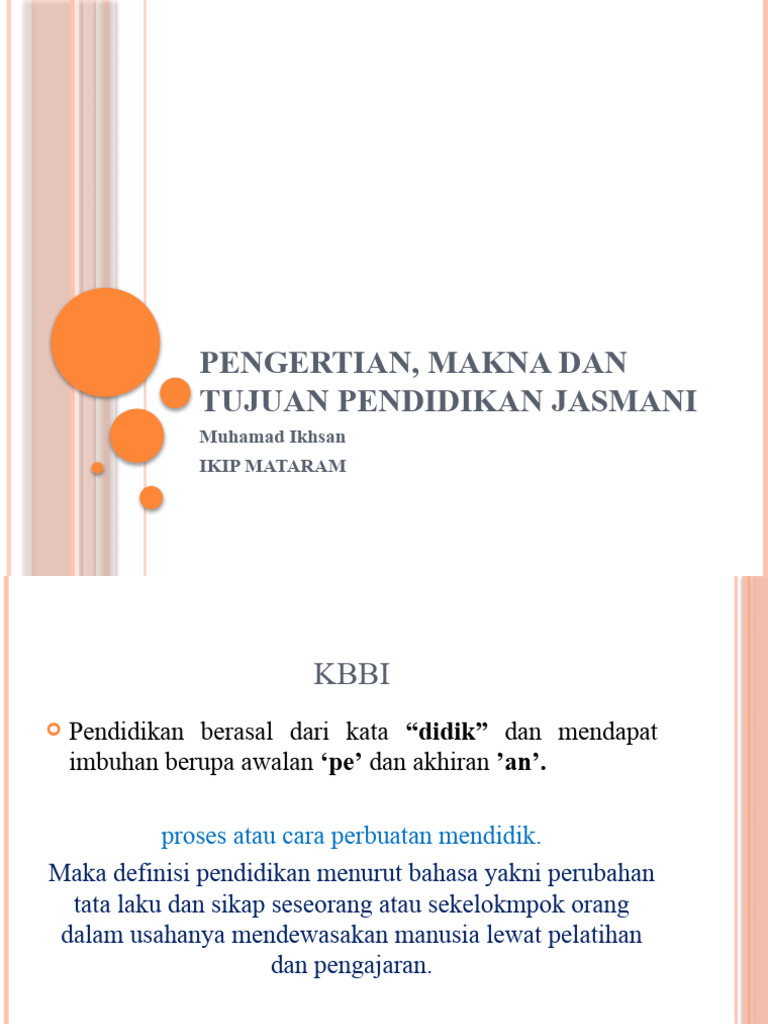 Pengertian, Makna Dan Tujuan Pendidikan Jasmani | PDF