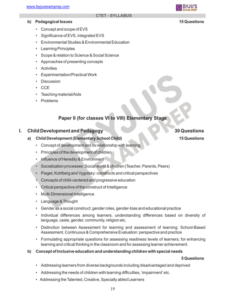 Ctet Paper 2 Syllabus 93 | PDF | Reading Comprehension | Learning