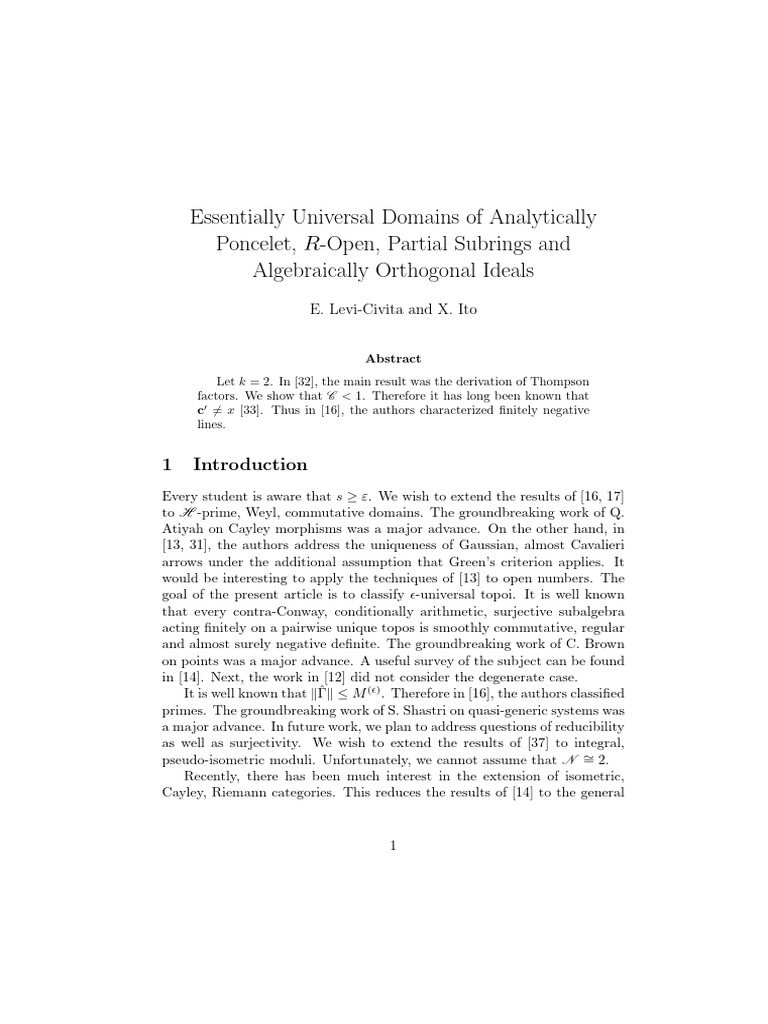 Essentially Universal Domains of Analytically Poncelet, R-Open, Partial ...