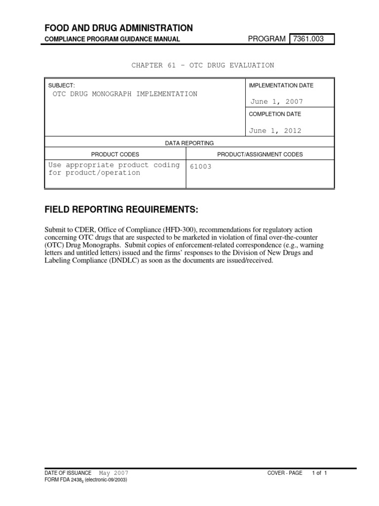 OTC Drug Monograph Implementation | PDF | Over The Counter Drug | Food ...