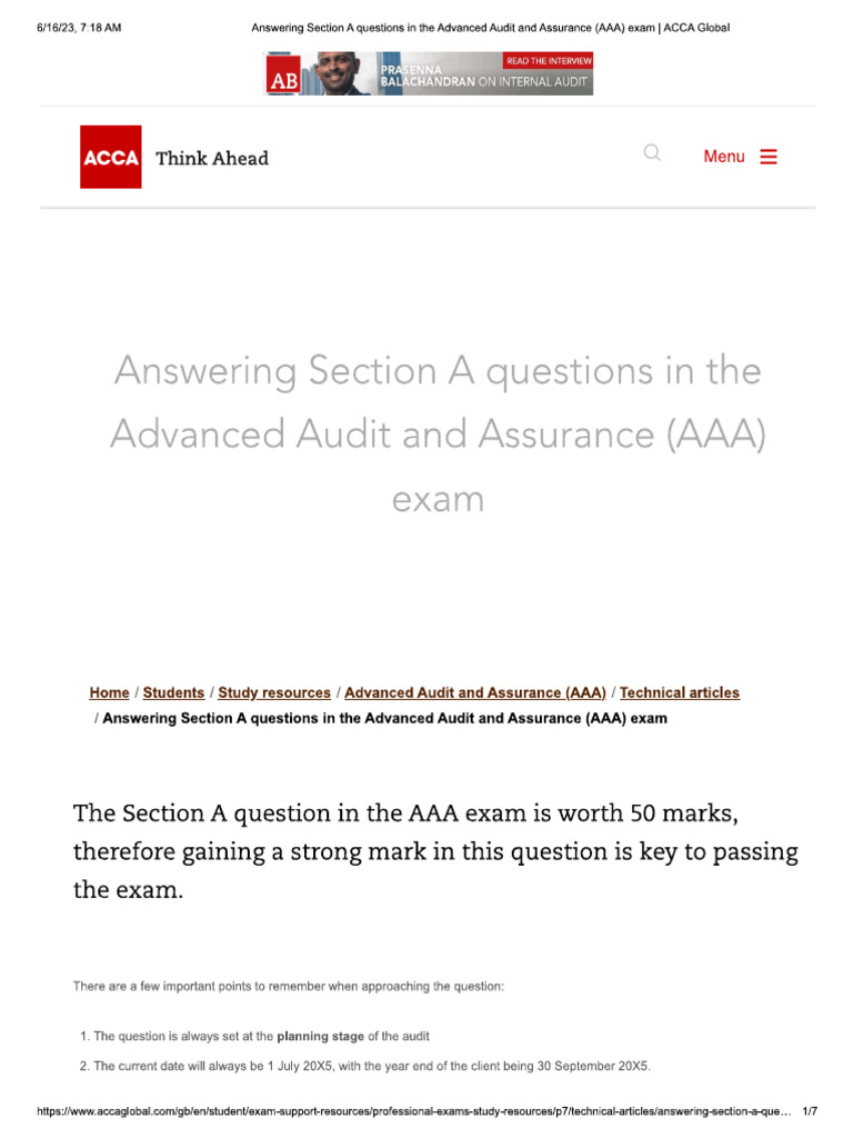 Approaching Section A Question | PDF