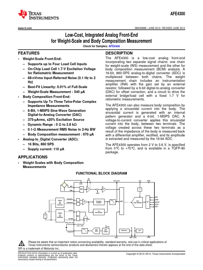 Afe 4300 | PDF | Digital To Analog Converter | Amplifier